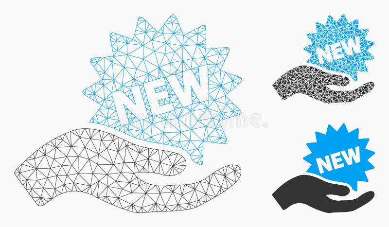 New Offer Hand Vector Mesh 2D Model and Triangle Mosaic Icon Stock ...