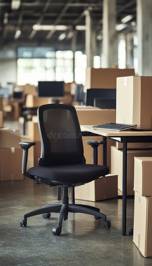 New Office Setup. Empty Office Space with an Office Chair and a Work ...