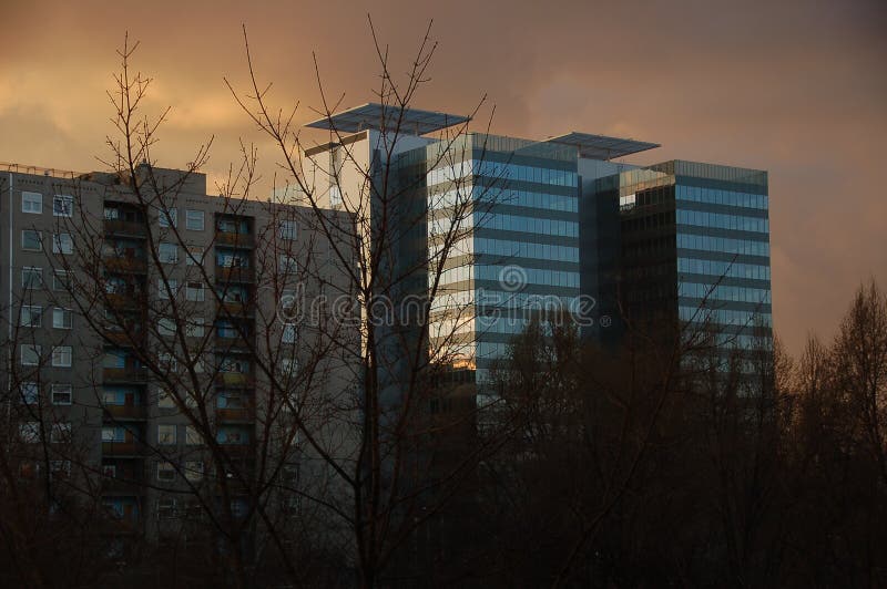 New and Old at the Same Place Stock Image - Image of tower, irreal: 2244723