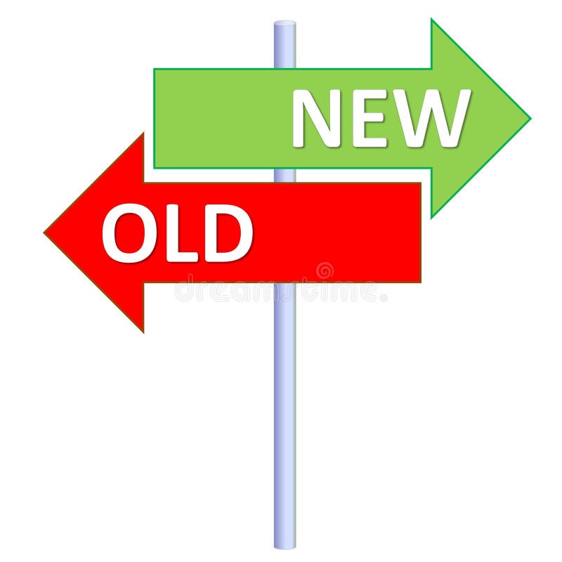 Road Sign of New Life Vs Old Life Stock Illustration - Illustration of ...