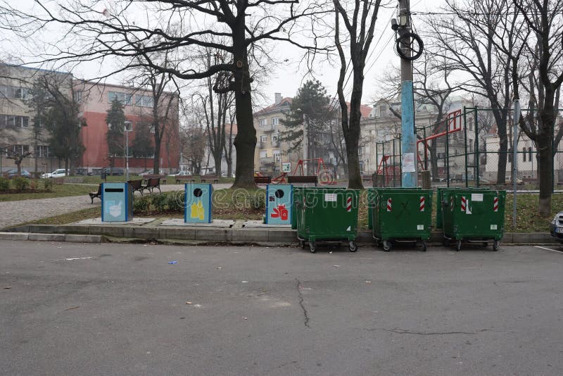 New and old trash bins stock photo. Image of bins, trash - 170660776