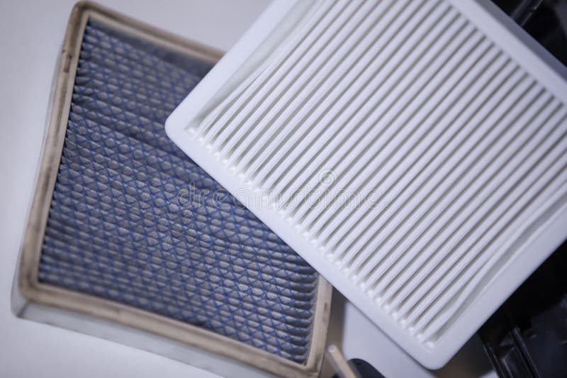 New and Old White Square Dust Filter for Vacuum Cleaner. Stock Image ...
