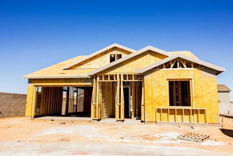 New One Level Home Under Construction Stock Image - Image of ground ...