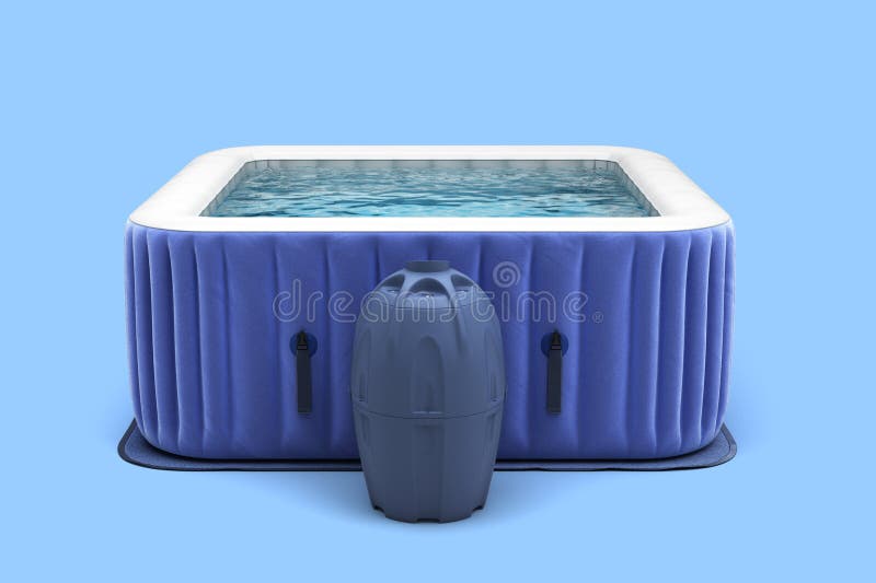 New Open Blue Portable Outdoor Swimming Pool 3d Render on Blue Stock ...