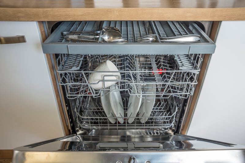 New Open Dish Washer in the Kitchen Stock Image - Image of water ...