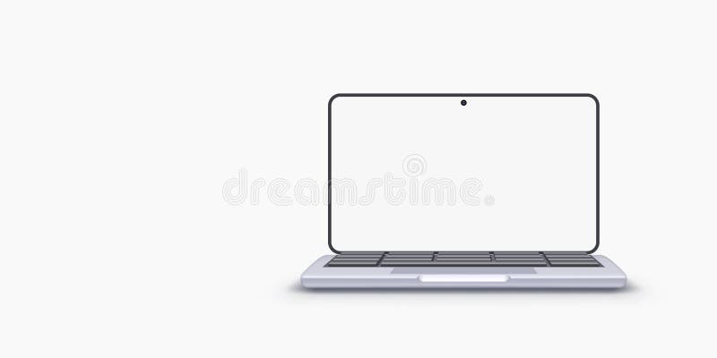 New Open Laptop Front View on White Stock Vector - Illustration of ...