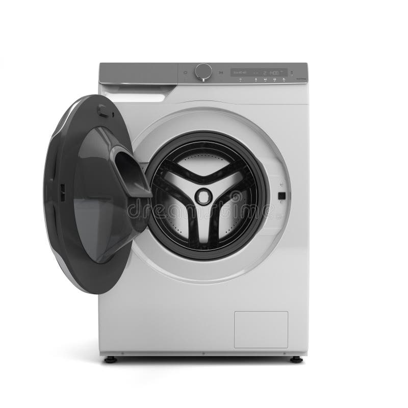 New Open Modern Washing Machine Front View 3D Render on White Stock ...