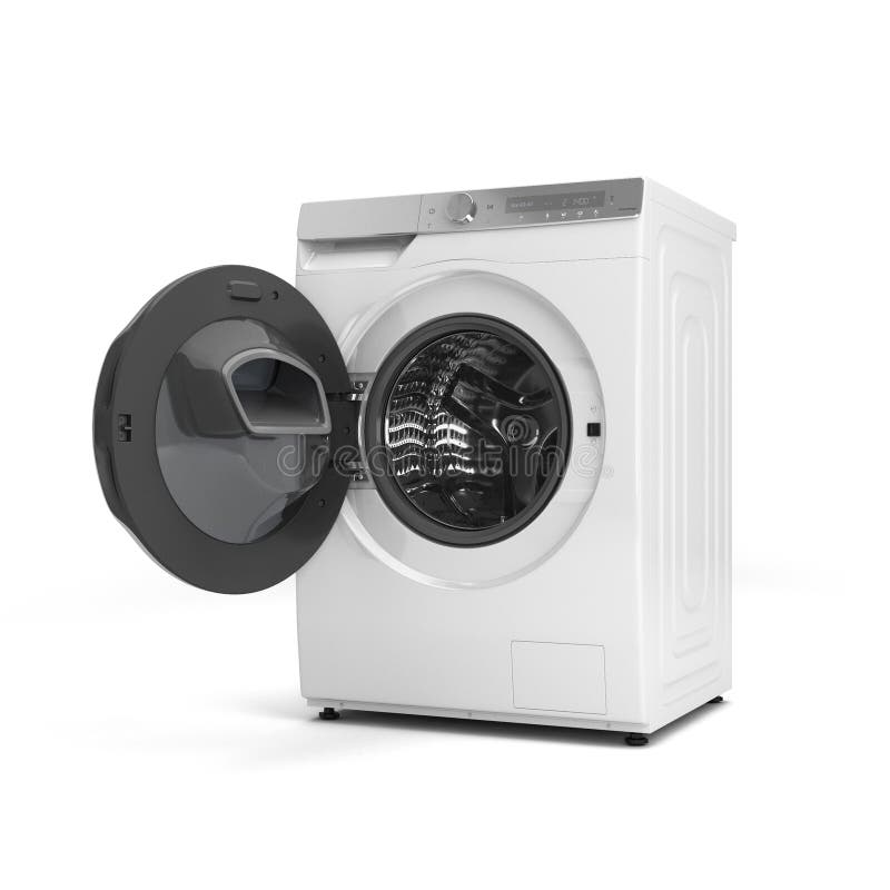 New Open Modern Washing Machine Perspective View 3D Render on White ...