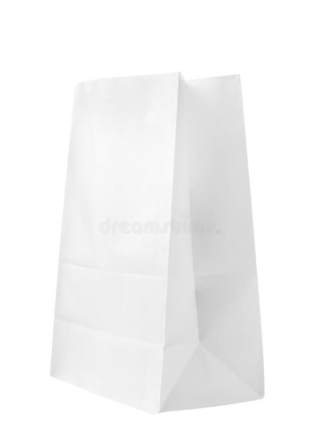 New Open Paper Bag Isolated on White Stock Image - Image of blank ...