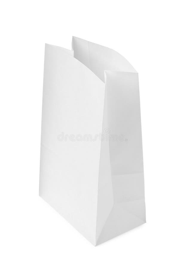 New Open Paper Bag Isolated on White Stock Image - Image of single ...