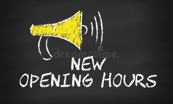 New Opening Hours on Blackboard Stock Illustration - Illustration of ...