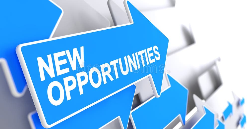 New Opportunities - Label on the Blue Pointer. 3D. Stock Illustration ...