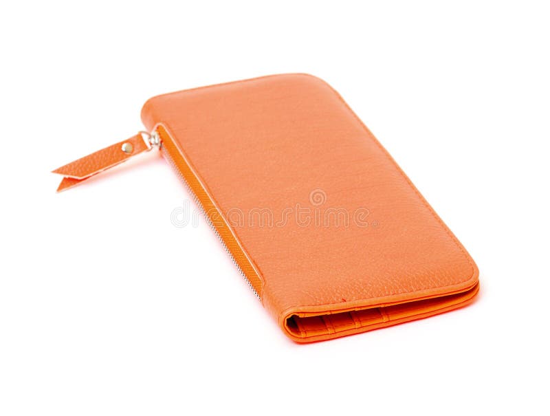 New Orange Leather Wallet stock image. Image of closeup - 30993599