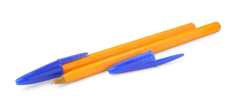 New Orange Plastic Pens Isolated Stock Photo - Image of equipment, sign ...