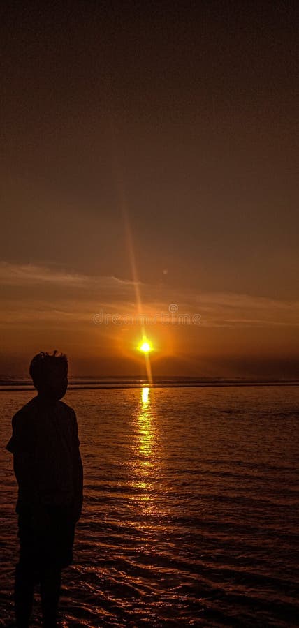 New Original Sunset Portrait View on the Beach Stock Photo - Image of ...