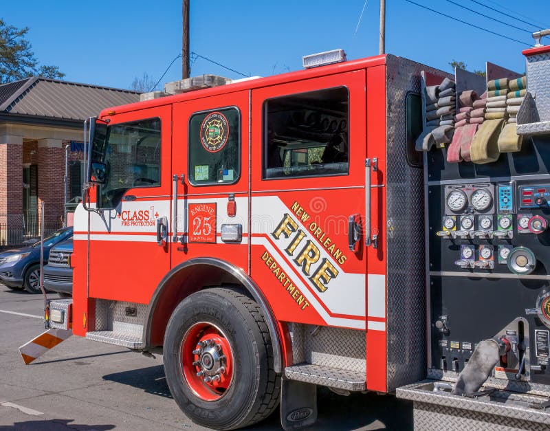 New Orleans Fire Department Engine on St. Charles Avenue Editorial ...
