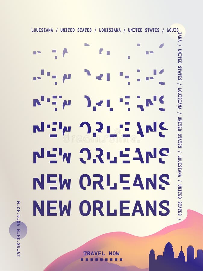 New Orleans Typography Minimalist Vector Poster Layout. Brochure ...