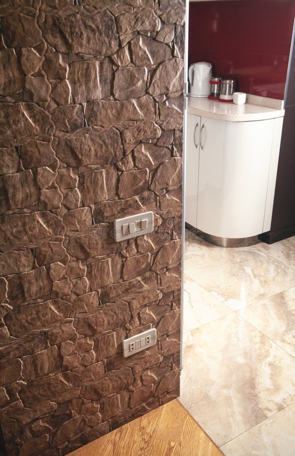 New Outlet Socket in the Kitchen Wall Stock Photo - Image of ...