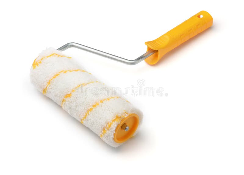 New Paint Roller with Yellow Plastic Handle Stock Photo - Image of tool ...