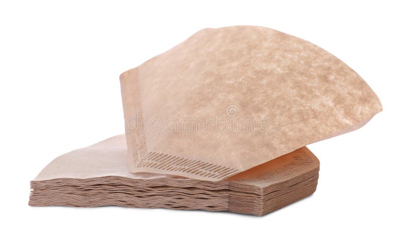 New Paper Coffee Filters Isolated on White Stock Image - Image of brew ...