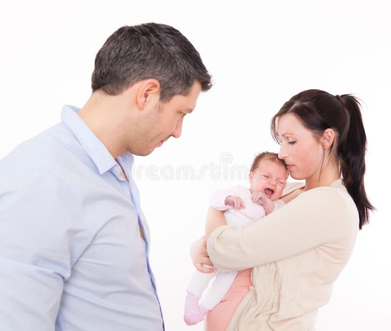 New parents cry baby stock image. Image of infant, father - 27380301
