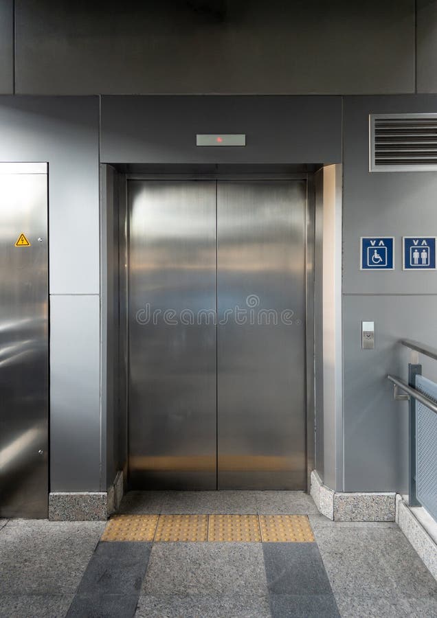 The New Passenger Elevator for Service in the Station. Stock Image ...