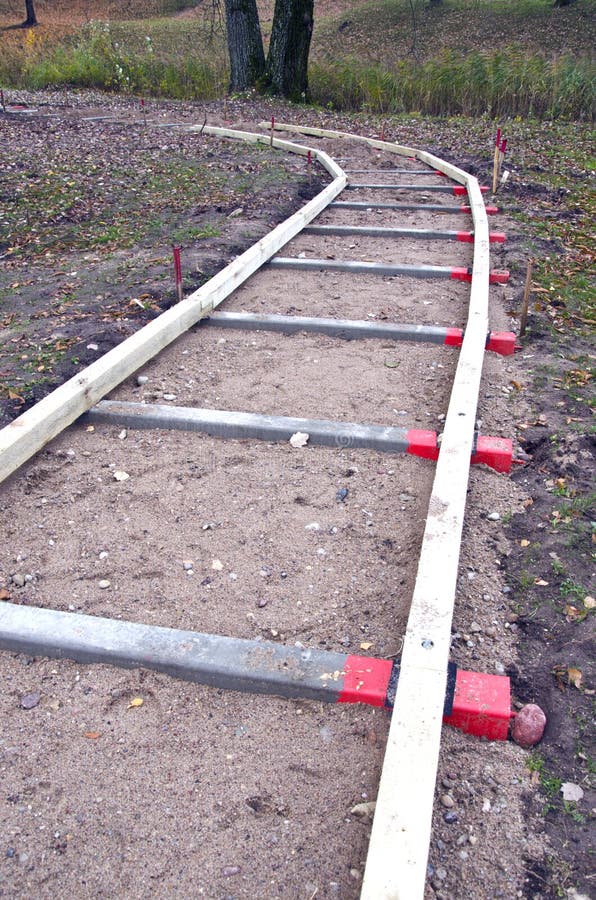 New Pathway Construction in Park Stock Image - Image of autumn, gravel ...