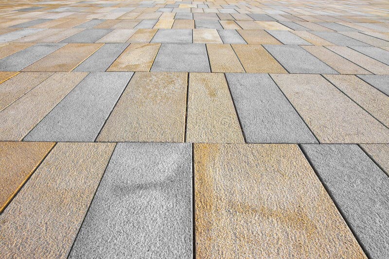 New Paving Made with Stone Blocks of Rectangular Shape in a Pedestrian ...