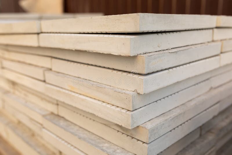 New Paving Slabs Packed in Stack. Building Materials at a Construction ...