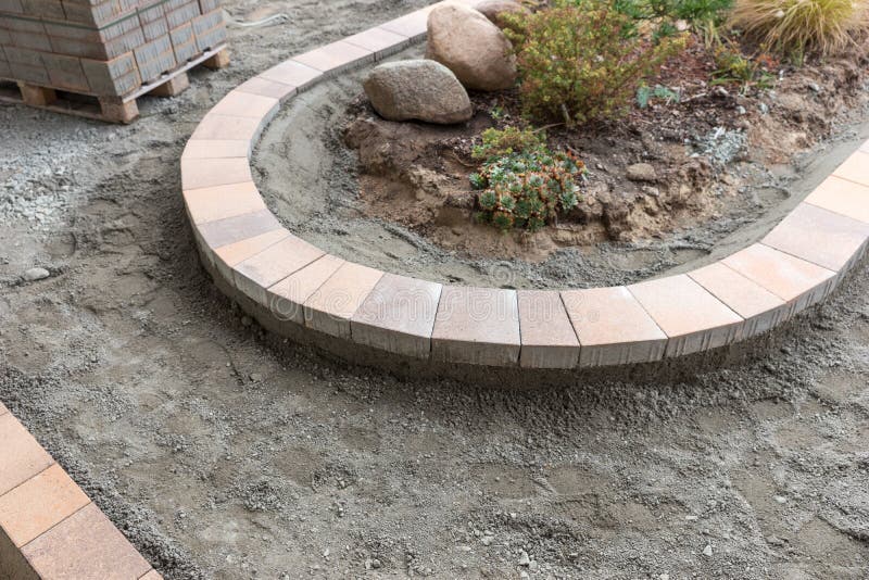New Paving Stones Half Round Installed Stock Image - Image of round ...
