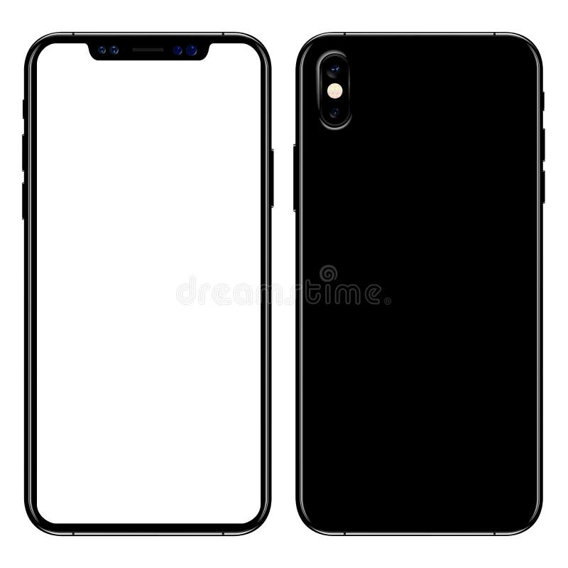 Phone Front and Backside View Isolated on White Background Stock Vector ...