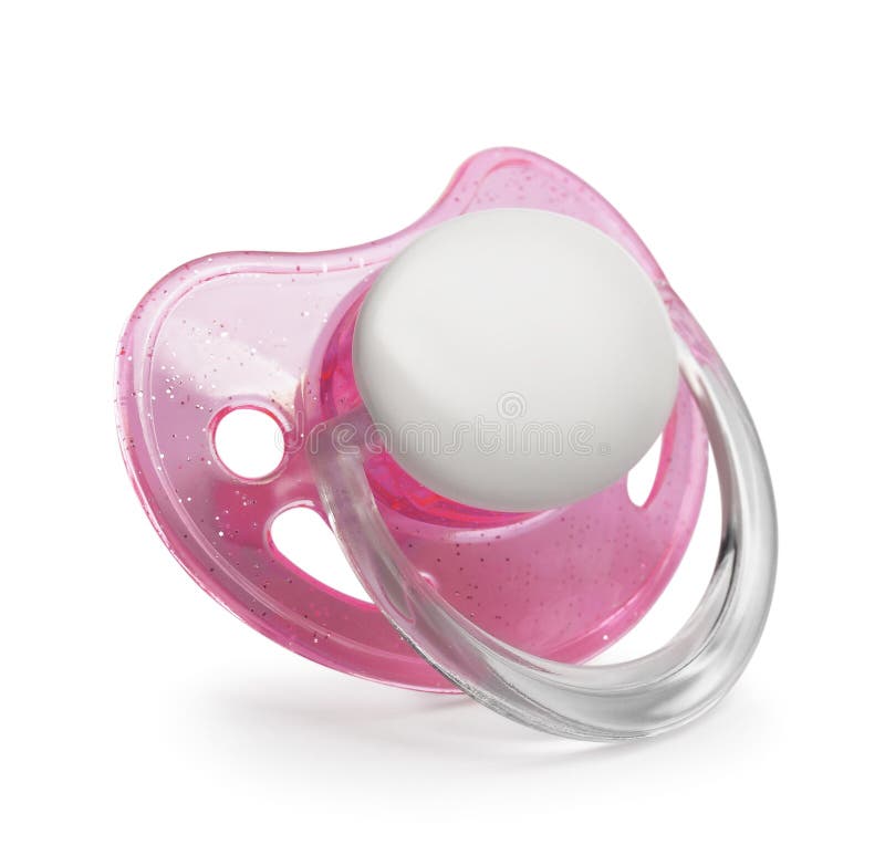 New Pink Baby Pacifier Isolated on White Stock Photo - Image of ...