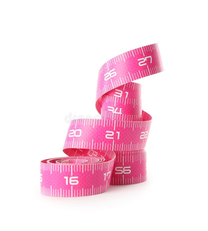 New Pink Measuring Tape Isolated on White Stock Image - Image of ...