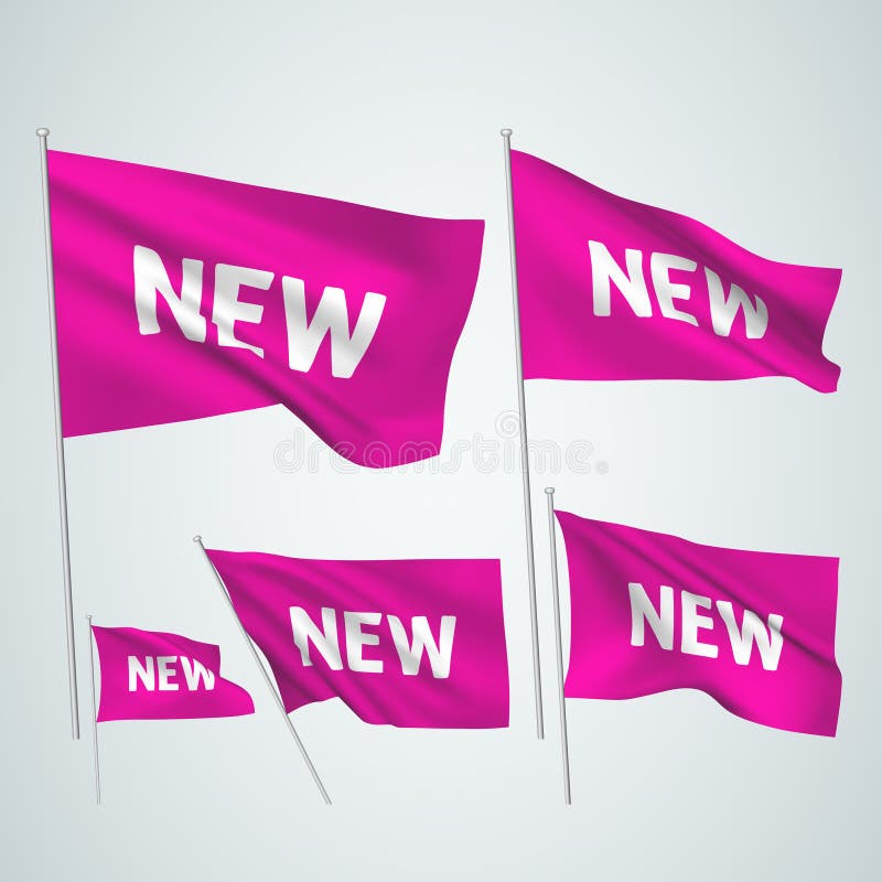 New - pink vector flags stock vector. Illustration of announcement ...