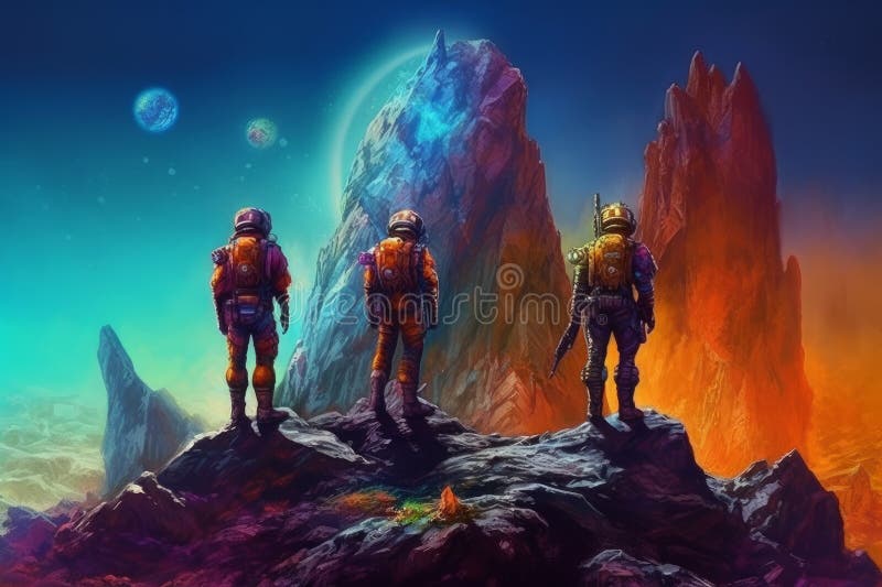 New Planet Explorers. Generate Ai Stock Illustration - Illustration of ...