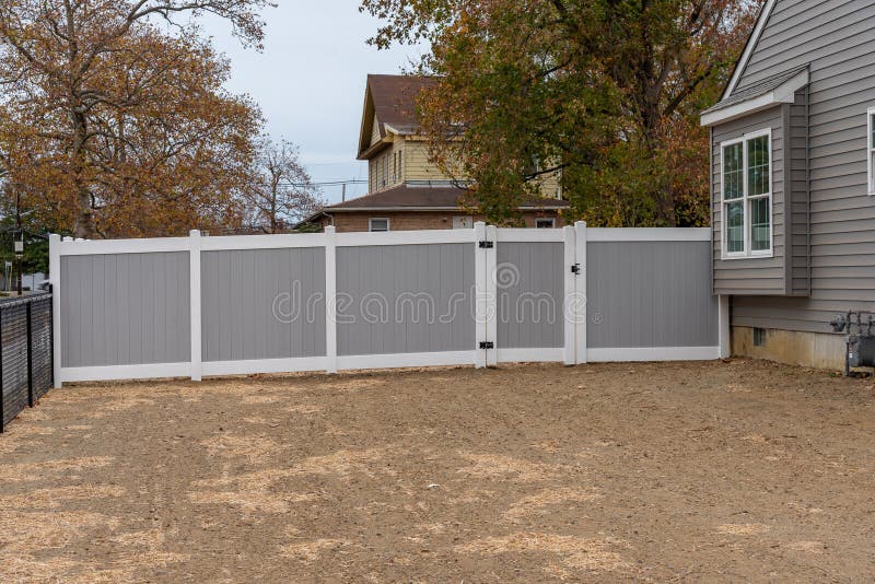 New Plastic Fence Near the New House Stock Image - Image of outdoor ...