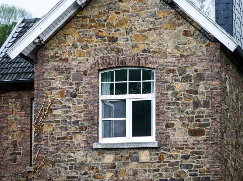New Plastic PVC Window in Old House Stock Image - Image of small ...
