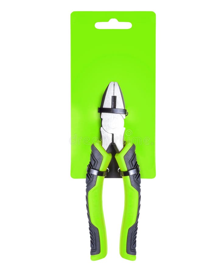 New Pliers in the Package Close-up on a White Background Stock Photo ...
