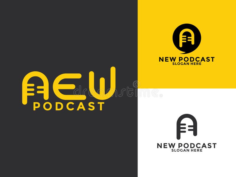 New Podcast Logo Design Vector on Flat Style, Letter N and Microphone ...