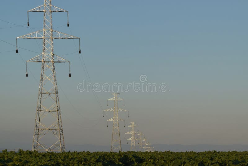 New Power Lines in Construction during Dusk Time, Wiring Work Stock ...