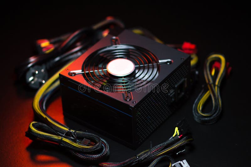 A New Powerful Computer Power Supply and a Set Stock Photo - Image of ...