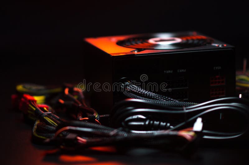 A New Powerful Computer Power Supply and a Set Stock Photo - Image of ...