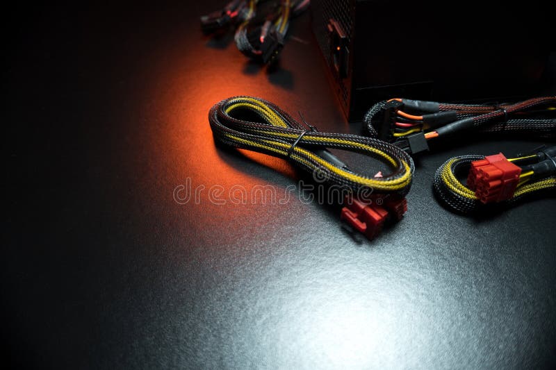 A New Powerful Computer Power Supply and a Set Stock Image - Image of ...