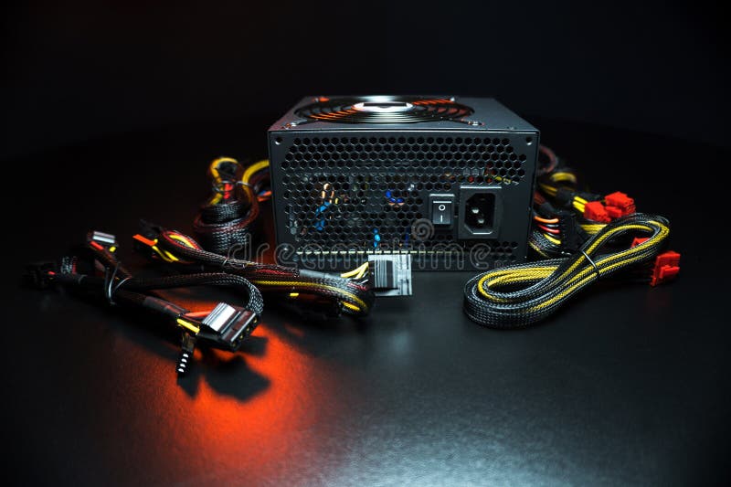 A New Powerful Computer Power Supply and a Set Stock Photo - Image of ...
