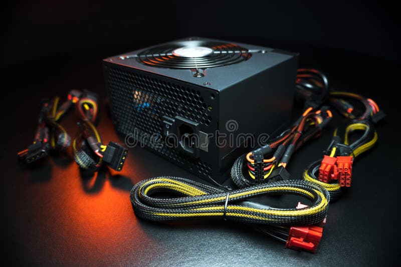 A New Powerful Computer Power Supply and a Set Stock Photo - Image of ...