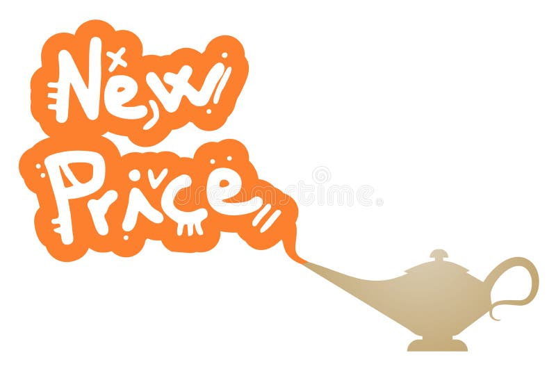 New price stock vector. Illustration of magician, lamp - 32209013