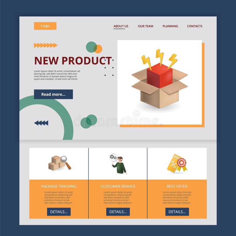 New Product Flat Landing Page Website Template. Package Tracking ...