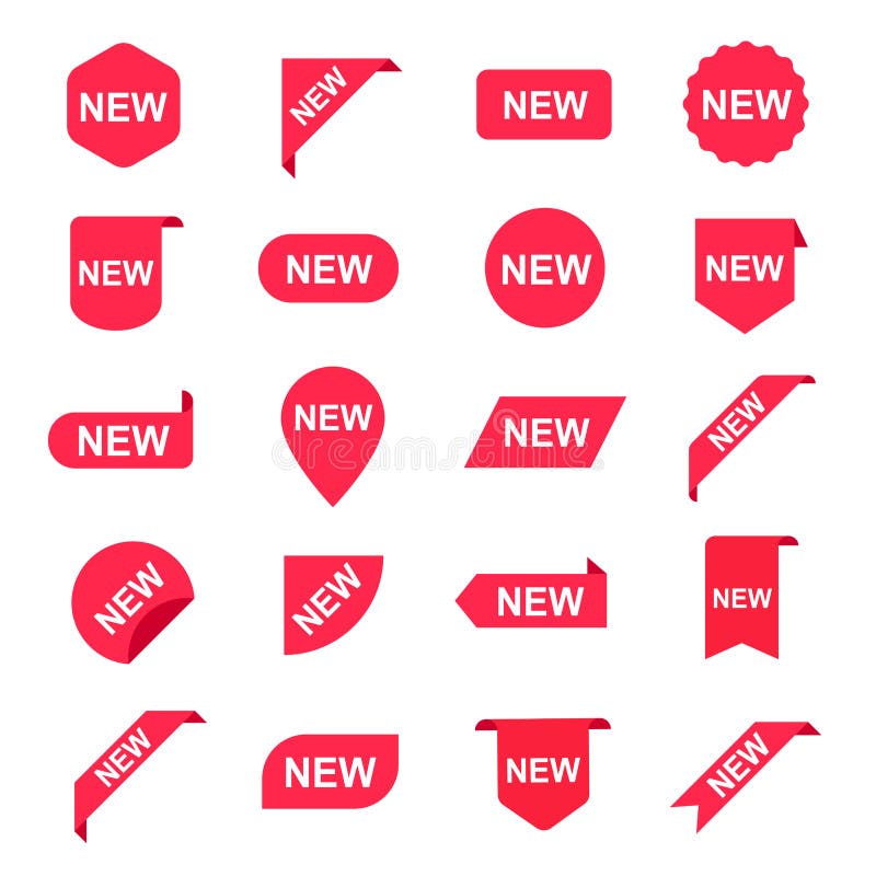 New Product Indication Tags Flat Vector Illustrations Set Stock Vector ...