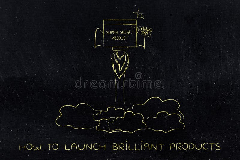 New Product Launch: Item with Rocket Setup Stock Illustration ...