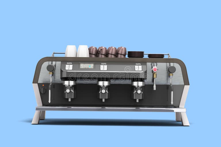 New Professional Coffee Machine Front View 3d Render on Blue Stock ...